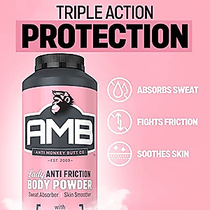 Anti Monkey Butt, Lady's Body Powder with Calamine, Prevents Chafing and Absorbs Sweat, Talc Free, 8 oz