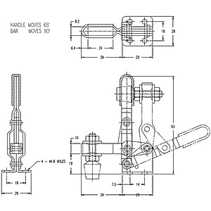 POWERTEC 20319 Vertical Quick-Release Toggle Clamp 102B - 220 Ibs Holding Capacity w Rubber Pressure Tip, 2PK