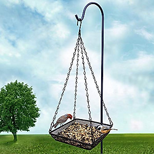 Gray Bunny Hanging Bird Feeder Tray 2 Pack | Durable Steel Hanging Platform Birdfeeder Dish with 7 x 7 in Tray