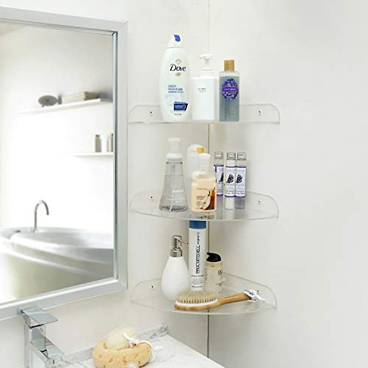 MyGift Premium Clear Acrylic Small Corner Shelf, Wall Hanging Display Floating Shelves, Set of 3