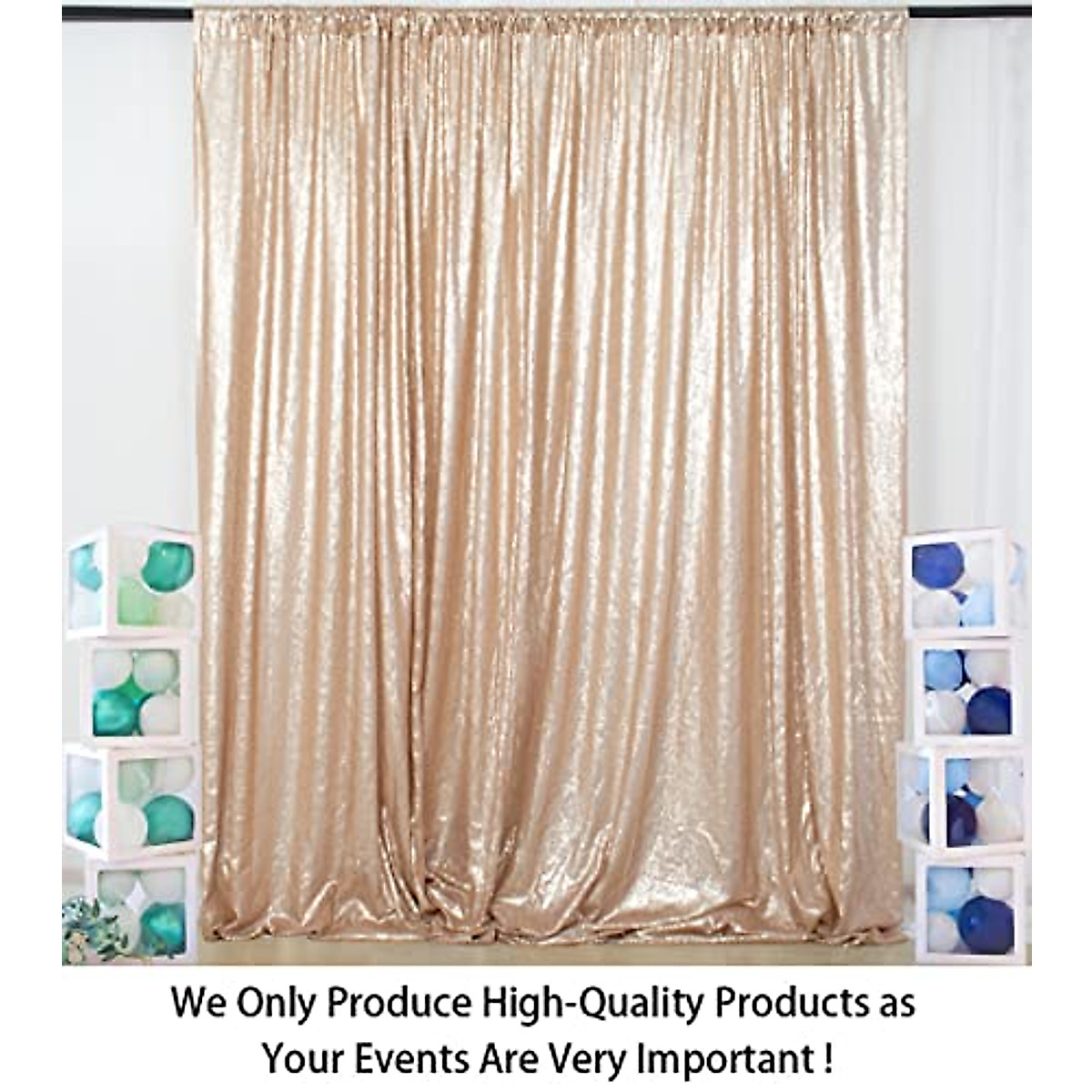 ShinyBeauty Sequence Backdrop Champagne 8FTx10FT Sequin Photo Backdrop Sequin-Backdrop-Curtain Elegant Backdrops 8x10-0827E