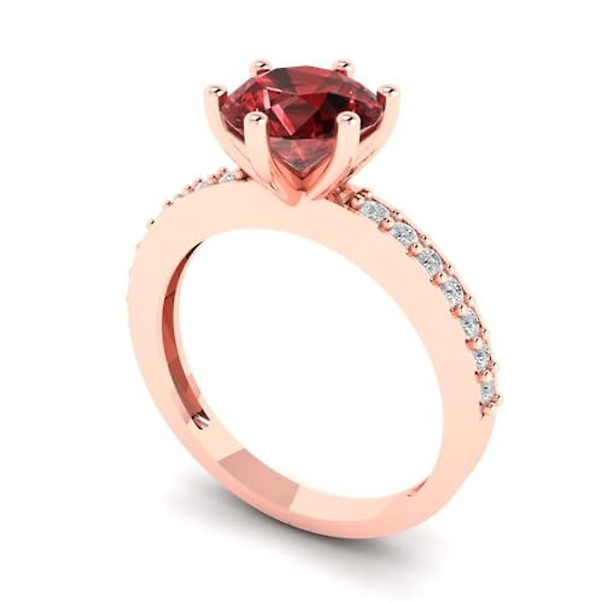 Clara Pucci 2.0 ct Heart Cut Solitaire Natural Amethyst 5-Prong Bridal Designer Wedding art deco Anniversary Ring Real 14k White Gold