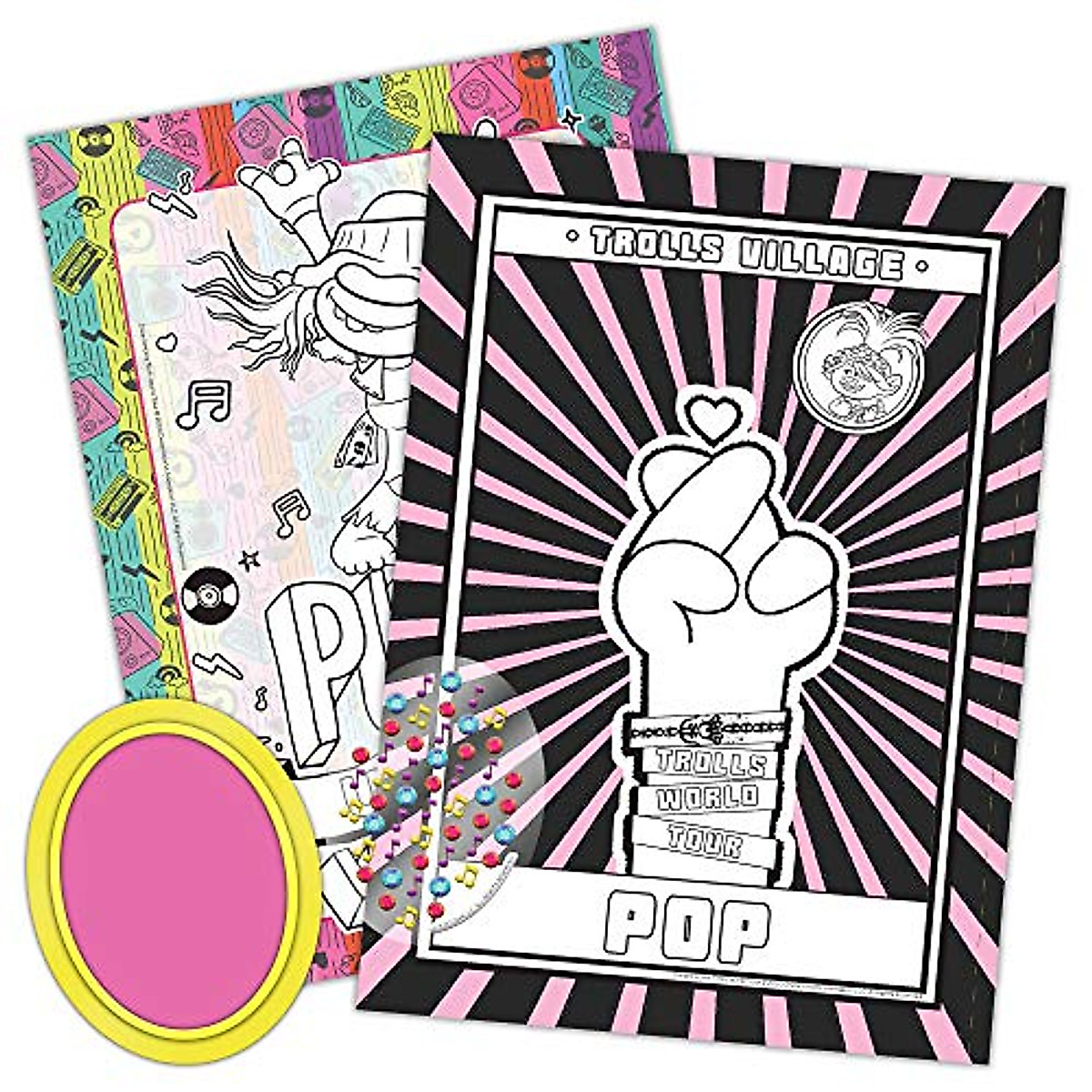 Trolls DreamWorks World Tour 48-Page Coloring and Activity Book with Jewel Stickers 47359, Bendon
