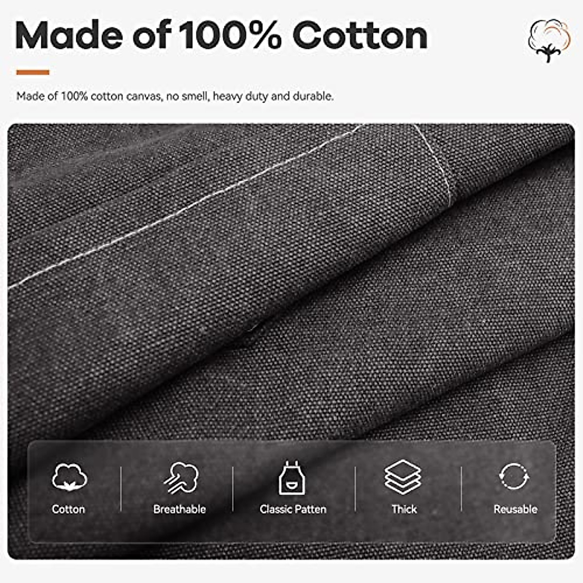 NLUS Chef Apron for Men, Heavy Duty Cotton Canvas Apron Cross Back Apron with Adjustable Straps and Large Pockets