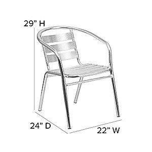 Flash Furniture Heavy Duty Commercial Aluminum Indoor-Outdoor Restaurant Stack Chair with Triple Slat Back