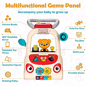 BABY JOY 2 in 1 Baby Walker, Sit to Stand Learning Walker Activity Center with Lights & Sounds, Adjustable Speed Wheels, Toddler Musical Walking Toy, Push Walker for Baby Boy Girl Over 9 Months