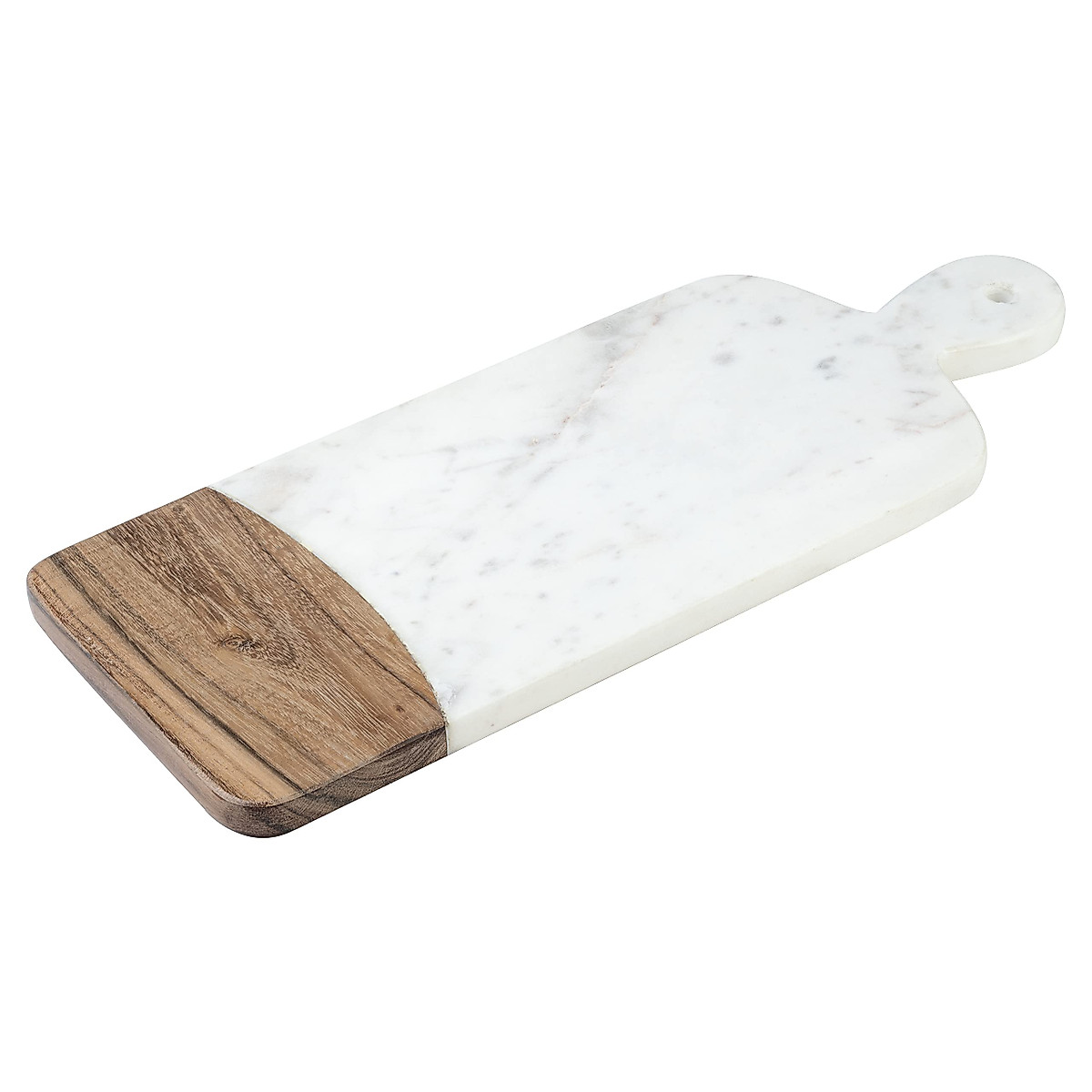 Wooden and Marble Cutting Board - Chopping Board With Handle - Wooden Cutting Boards for Kitchen Decor Accessories - Charcuterie Boards for Steak Fruits - Serving Trays - Size : 14x6" Inch
