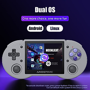 RG353P Handheld Game Console Built-in 64gb Game Card, 3.5 Inches Screen Portable Retro Game Console Support WiFi & Bluetooth, Android/Linux Dual System Open Source Game Machine U.S. Seller! (Gray)