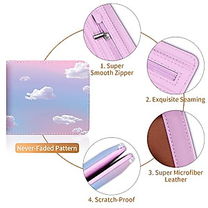 Girls Cute Kawaii Wallet Cloud Aesthetic Women Womens Cool Funny Leather Credit Id Card Cash Holder Woman Rfid Blocking Zipper Wallets With Coin Pocket Id Window Female Bifold Little Girl