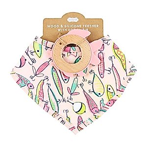 Pink Fishing Lure Teether Bib Set