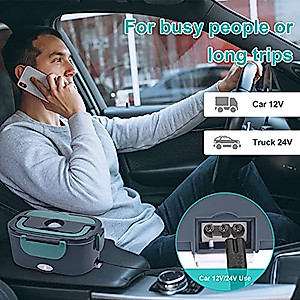 Samshow Electric Heating Lunch Box Food Heater/Warmer Portable Heated Lunch Boxes for Car truck and Home Work Adults Electric Lunch Box - Leak Proof, 1.5L Removable 304 Stainless Steel Container