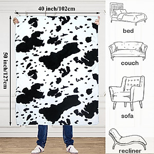 Cow Print Blanket, Soft Lightweight Cow Baby Blankets for Boys Girls, Double-Sided Cute Black Cow Blanket Soft Warm Cozy Toddler Blankets for Boys Daycare, Cow Gifts for Kids Blanket 50x40 inch