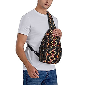MANQINF Native American Indian Sling Backpack, Crossbody Sling Bag Hiking Travel Daypack Chest Bag for Men Women