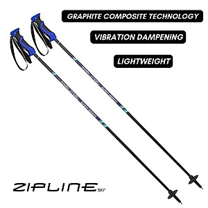 Ski Poles Graphite Carbon Composite - Zipline Lollipop U.S. Ski Team Official Supplier (BlackBerry, 48" in./122 cm)