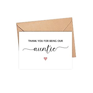 GreenStar Gifts Thank You For Being Our Auntie Card - Auntie Thank You Card - Bridal Party Wedding Card - Auntie Appreciation Card - Funny Wedding Party Card