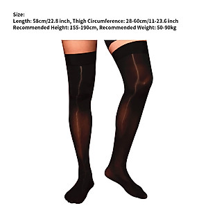 LiiYii Men's Sissy See-Through Thin Silk Stocking Stretchy Sheer Thigh High Socks Underwear Black One Size