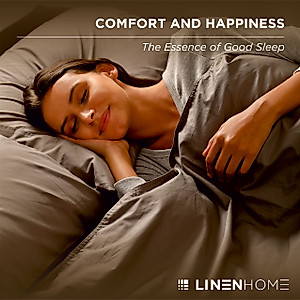 Linen Home 100% Cotton Duvet Cover Set, King/Cal King, Crisp and Cool Soft and Breathable Duvet Cover with Button Closure, Bed Linen All-Season Luxury, 3 Pieces-1 Duvet Cover & 2 Pillow sham, Ivory