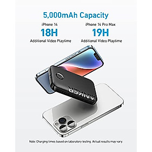 Anker 321 MagGo Battery (PowerCore Magnetic 5K), 5,000mAh Magnetic Wireless Portable Charger, Compatible with iPhone 15/15 Plus/15 Pro/15 Pro Max, iPhone 14/13/12 Series（Black）