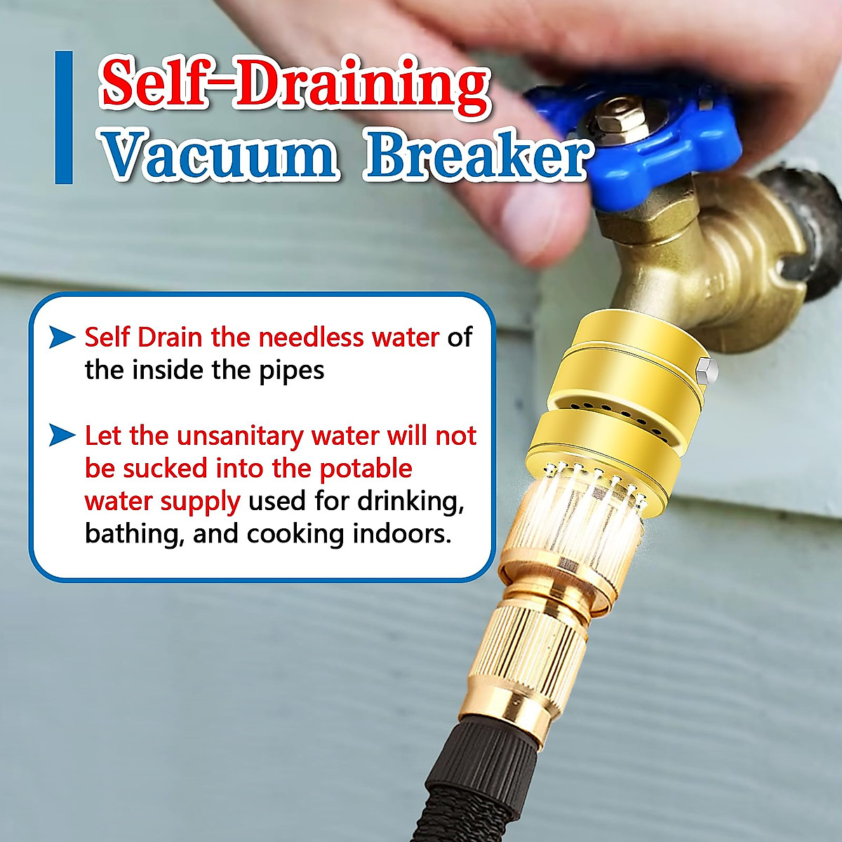 Fine Thread Vacuum Breaker, PK1390 1-1/16" Fine Thread Female No Lead Brass Self-Draining Vacuum Breaker, Hose Bib Vacuum Breaker, Providing you with Healthy Portable Water (NOT fit 3/4" GHT Bibcock)