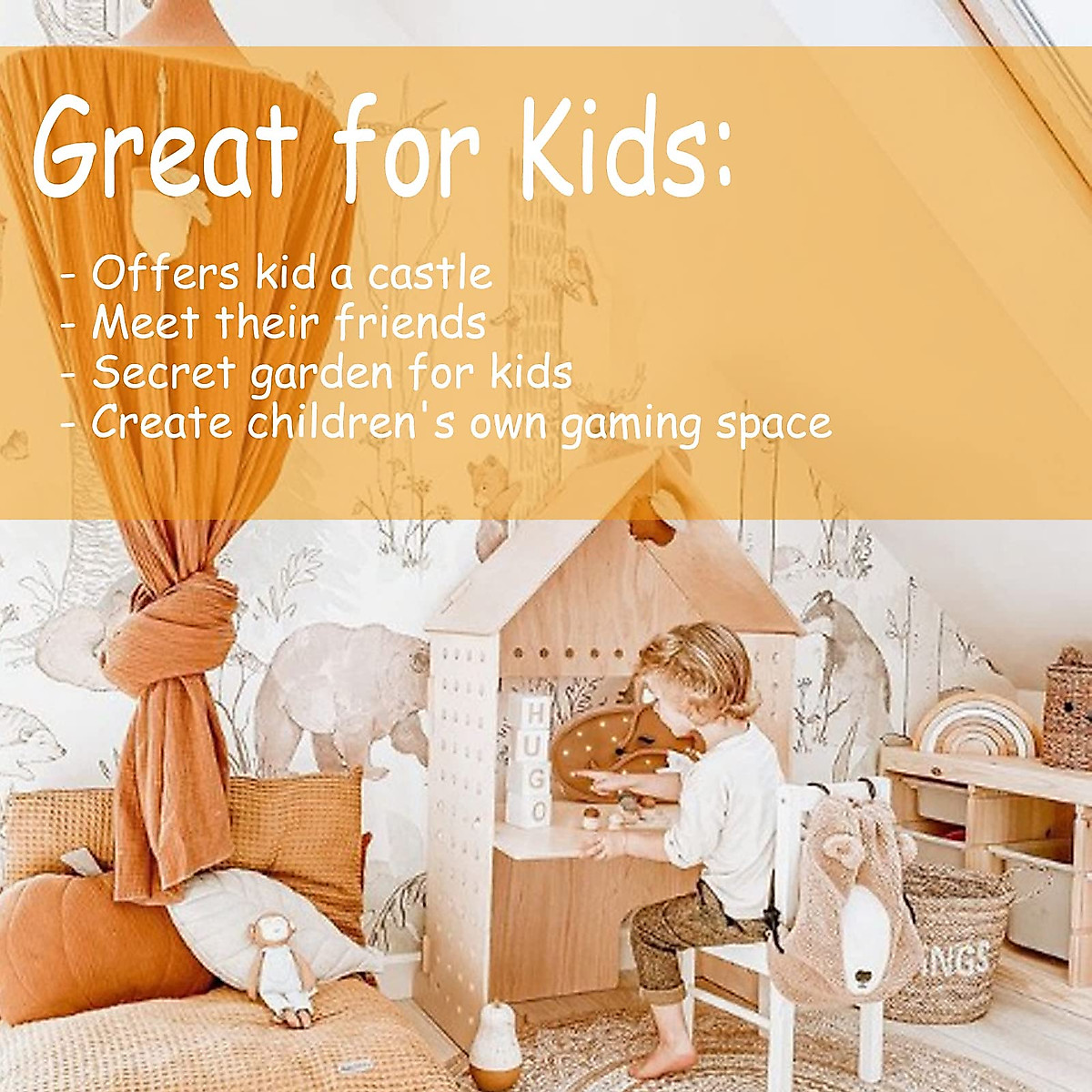 Kid Bed Canopy Baby Bedding Round Dome Bed Canopy Room Decoration, Bed Curtains Kids Play Tent Hanging Tent Net, Bedroom Canopy for Baby Kids Reading Playing Sleeping