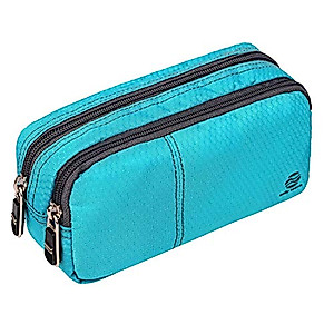 Pencil Case Large Capacity Pen Bag Makeup Pouch Durable Students Stationery Two Big Pockets With Double Zipper Green