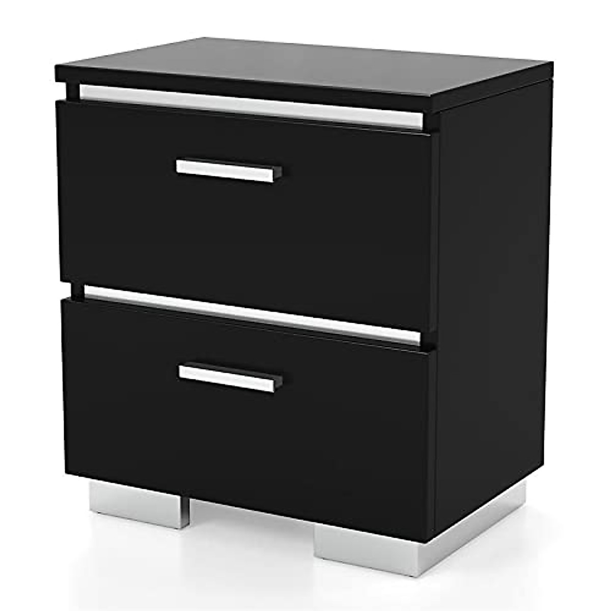 BOWERY HILL 2pc Black Wood Bedroom Set - 2 Nightstands Finish