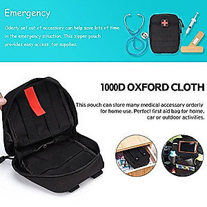 OKJHFD First Aid Kit, First Aid Medical Bag, Multi Pocket Lightweight Med Bag for Outdoor Activities(Black)