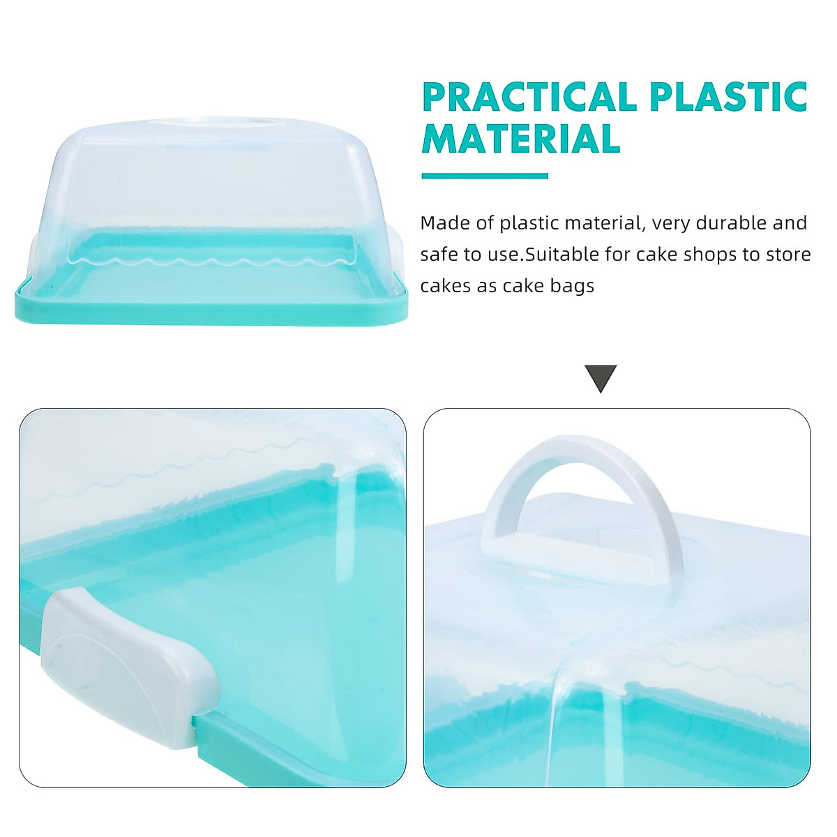 Homoyoyo Cheesecake Cake Carrier with Lid and Handle Large Cake Storage Container Holder Portable Cupcake Carrier Keeper Box Square Cake Stand Serving Tray for Transport Sky- blue Cupcake Holder