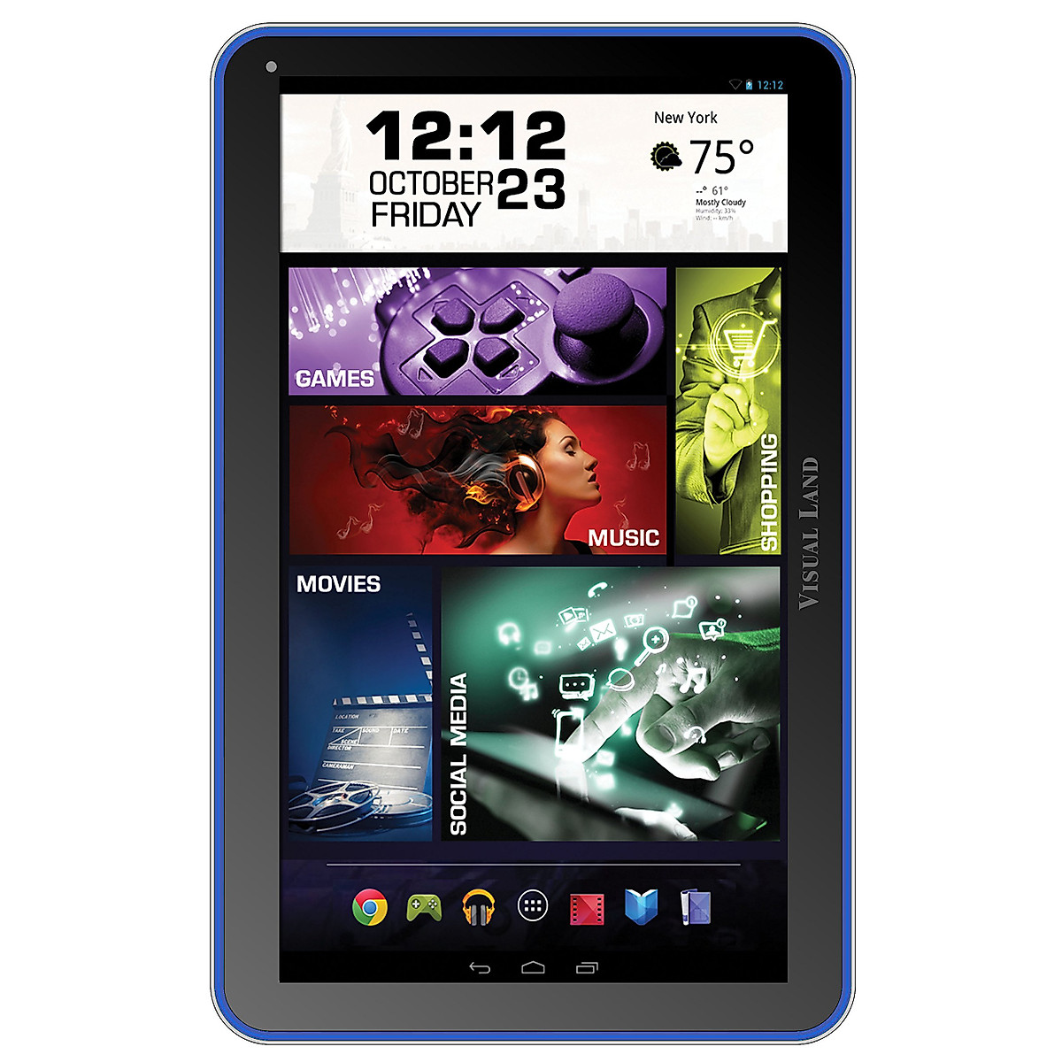 Visual Land Prestige Elite 10" Quad Core Tablet with KitKat 4.4, Google Play and Keyboard Bundle (Blue)