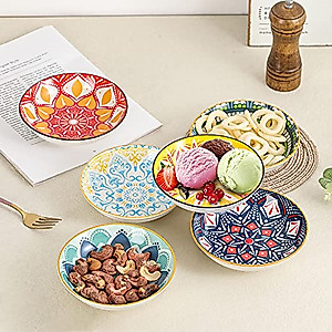 AHX Small Bowls - Ice Cream Dessert Bowl 8.5 oz - Ceramic Bowl Set of 6 - Colorful Shallow Bowl for Side Dish | Snack | Appetizer - Microwave and Dishwasher Safe - 5.5 x 1.3 Inches