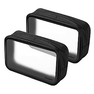 ProCase [2 Pack] TSA Approved Travel Toiletry Bag Pouch, Matte Clear Quart Size Bag Carry-On Airport Airline Compliant Bag Travel Makeup Cosmetic Bag for Toiletries Liquids Creams Cosmetics -Black