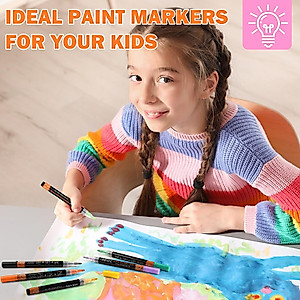 AROIC 24 Pack Acrylic Paint Pens for Rock Painting Fine Point Paint Markers Acrylic Paint Markers For Wood,Metal,Plastic,Glass,Canvas, Ceramic,Craft markers,Halloween Pumpkin Painting And More.