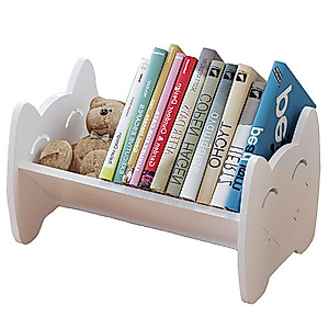 Hggzeg Kids Bookcase Small Desktop Children Bookshelf Storage Display Rack, White Book Organizer for Kids Room (White)