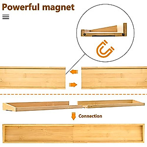 Magnetic Stovetop Shelf, Bamboo Stove Shlef Rack for Spice Storage, Over Stove Top Shelf Organizer for Kitchen, Natural Over Stovetop Oven Shelf Spice Rack Above The Stove 15" X 2 Pack, 30" Length