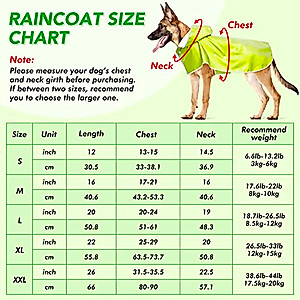 Weesiber Dog Raincoat Waterproof, Reflective Dog Rain Jacket Coat with Transparent Brim Hood, Adjustable Lightweight Puppy Poncho Slicker S M L XL XXL (Medium, Green)