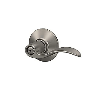 Schlage F40 ACC 619 Accent Door Lever, Bed & Bath Privacy Lock, Satin Nickel