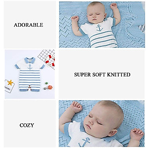 mimixiong Nautical Baby Boy Romper Toddler Navy Bodysuit Clothing(Blue,0-6Months)