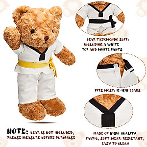 Taekwondo Uniform Outfit Bear Clothes with Belts, Bear Not Included, Fit 12-16 in Bear, Bear Clothes for Taekwondo Bear Uniform Stuffed Animal Clothing for Birthday Valentine Gift