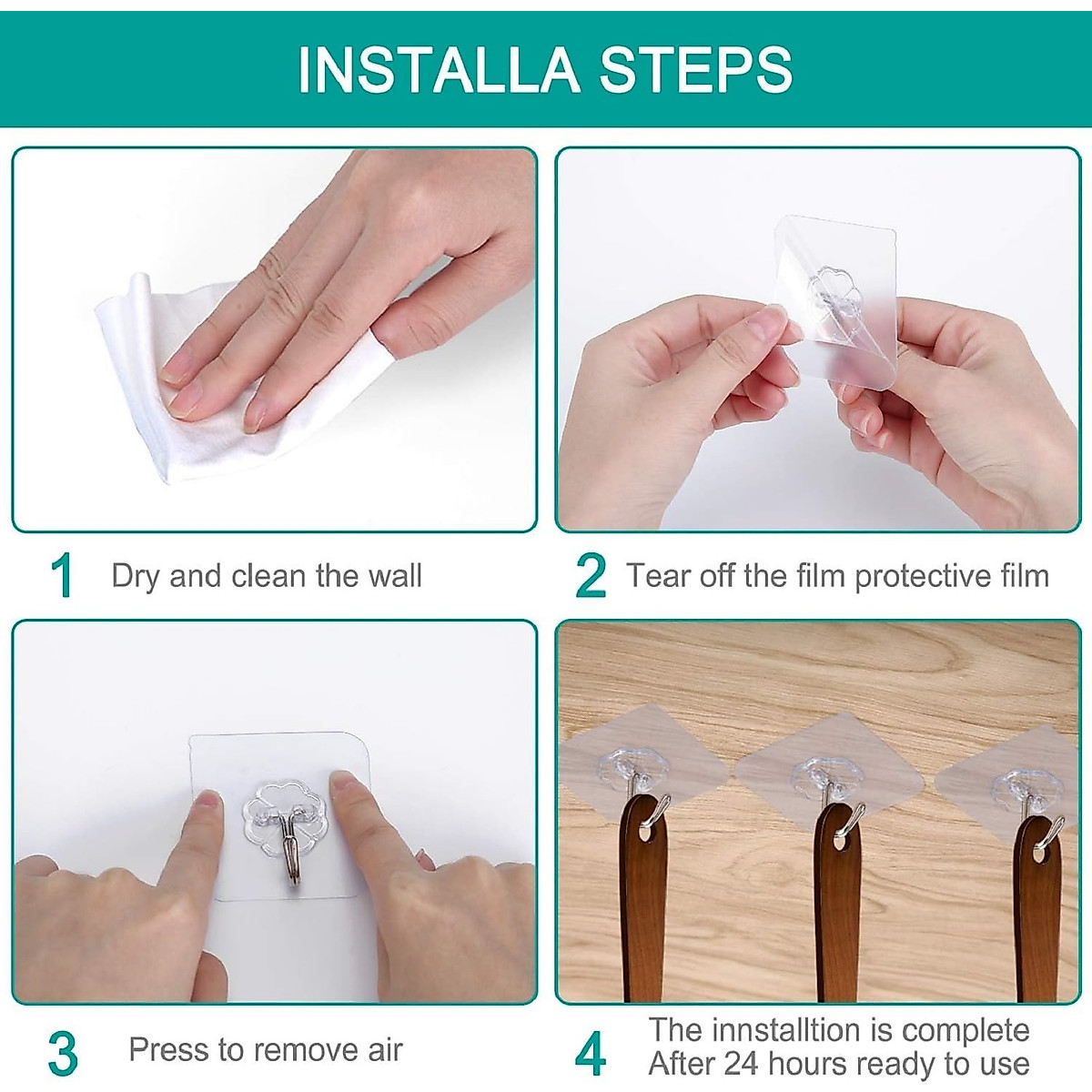 Alliebe 30 Pack Wall Heavy Duty 13lb(Max) Self Adhesive Hooks Waterproof Oilproof Hanging Hooks for Bathroom Shower Kitchen Office Outdoor Home Improvement Utility Hook