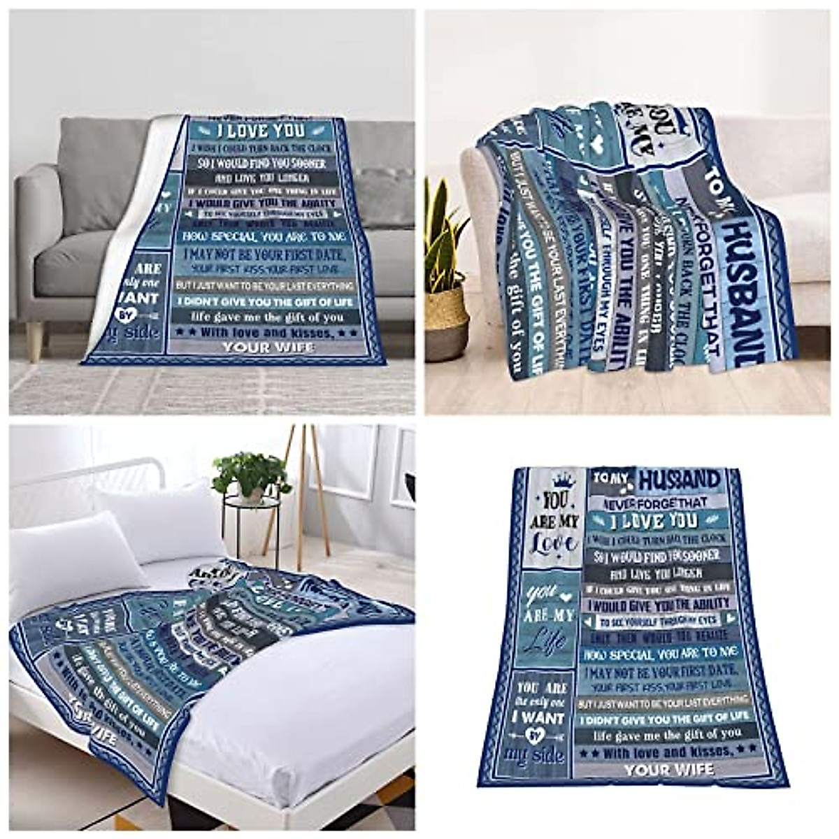 Sqovulw Gifts for Husband Gifts for Fathers Day Husband Gifts from Wife Husband Birthday Gift for Husband for Husband to My Husband Wedding for Him Throw Blanket 60x50 Inch