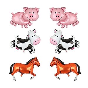 Farm Animal Foil Balloons Pig Cow Horse Donkey Shaped Mylar Balloon for Farm Animals Theme Birthday Party Supplies Decorations