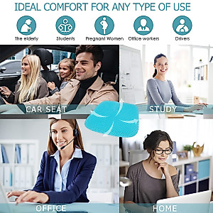 masteymoh Gel Seat Cushion for Long Sitting, Gel Cushions for Pressure Sores Relief, Double Thick Gel Cushion for Sitting, Seat Cushions for Office Chairs with Breathable Nonslip Cover