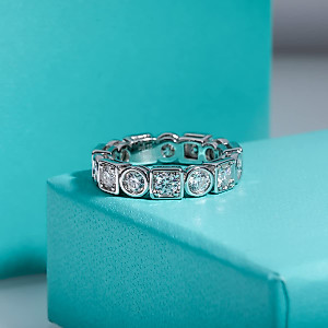 Raivari Moissanite Eternity Wedding Band Ring, 2.8ctw 3.5mm D Color Lab Diamond 18K Gold Plated Silver Ring for Women With Certificate 7