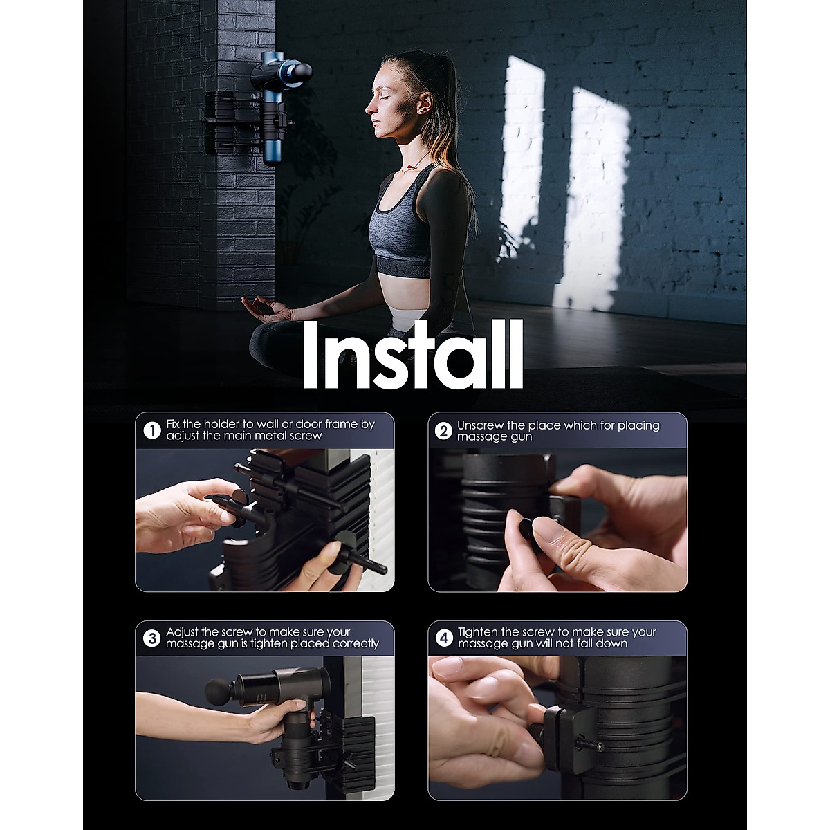 JOJOSEE Massage Gun Holder for Back, Hands Free Percussion Muscle for Self Massage, Compatible with Most Design for Massage Hard-to-Reach Area Holder ONLY