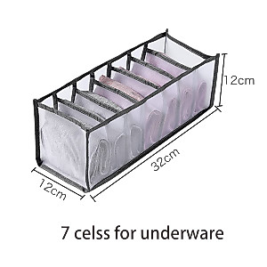 JIESMAERT Wardrobe Clothes Organizer Large Mesh Clothes Storage Containers Foldable Closet Organizer Bins, Visible Grid Storage Box for Bra, Underwear, Socks, Skirts, T-shirts, Jeans Pack of 3