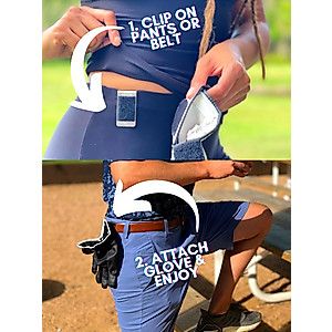 Glove Caddy® Golf Glove Holder - Stainless Steel Hook and Loop Money Clip - Golf Accessory for Men and Women