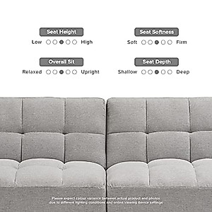 mopio Aaron Futon Convertible Sofa Sleeper Futon Twin Size with Arms Split Back Design 77.5" (Fabric, Light Gray)