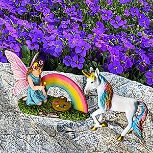 Mood Lab Fairy Garden - Unicorn Rainbow Set of 2 pcs - Miniature Figurines & Accessories Kit