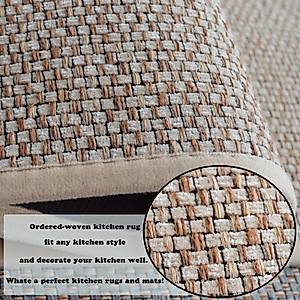 Yancorp Kitchen Rugs Set of 2 PCS Long Kitchen Mats for Floor Kitchen Rug Non-Slip Washable Jute Kitchen Rug Gray Runner Rugs Hallway