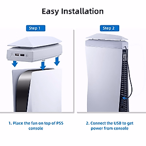 Mcbazel Upper RGB Cooling Fan for PS5, Top Cooling System Cooler Fan with RGB Light, 3 Speed Adjustable Fan, Dual USB 2.0 Port for PS5 Console - White (NOT for PS5 Slim)